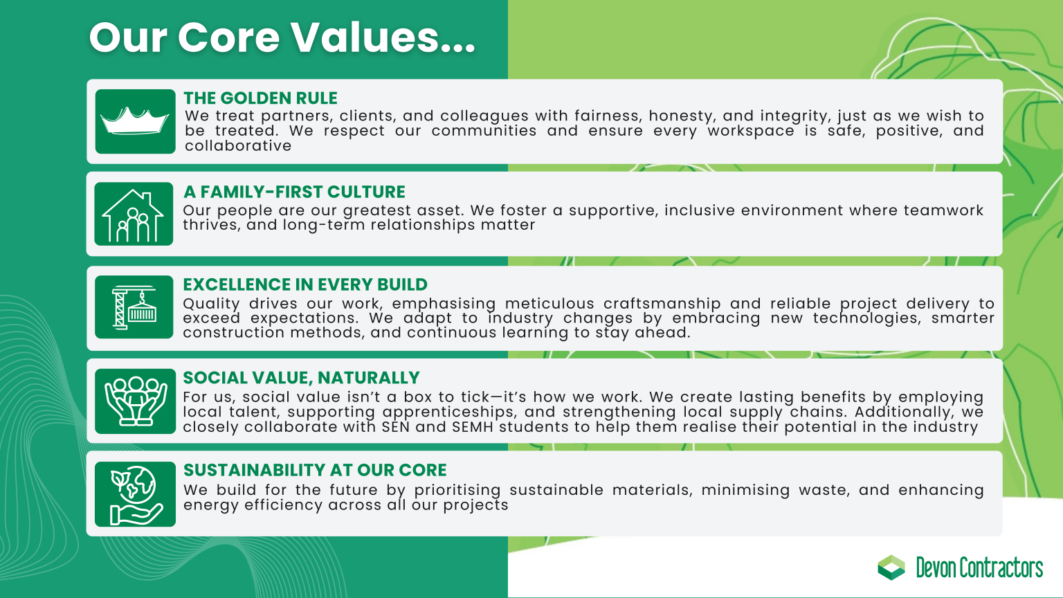 Our Values - Devon Contractors
